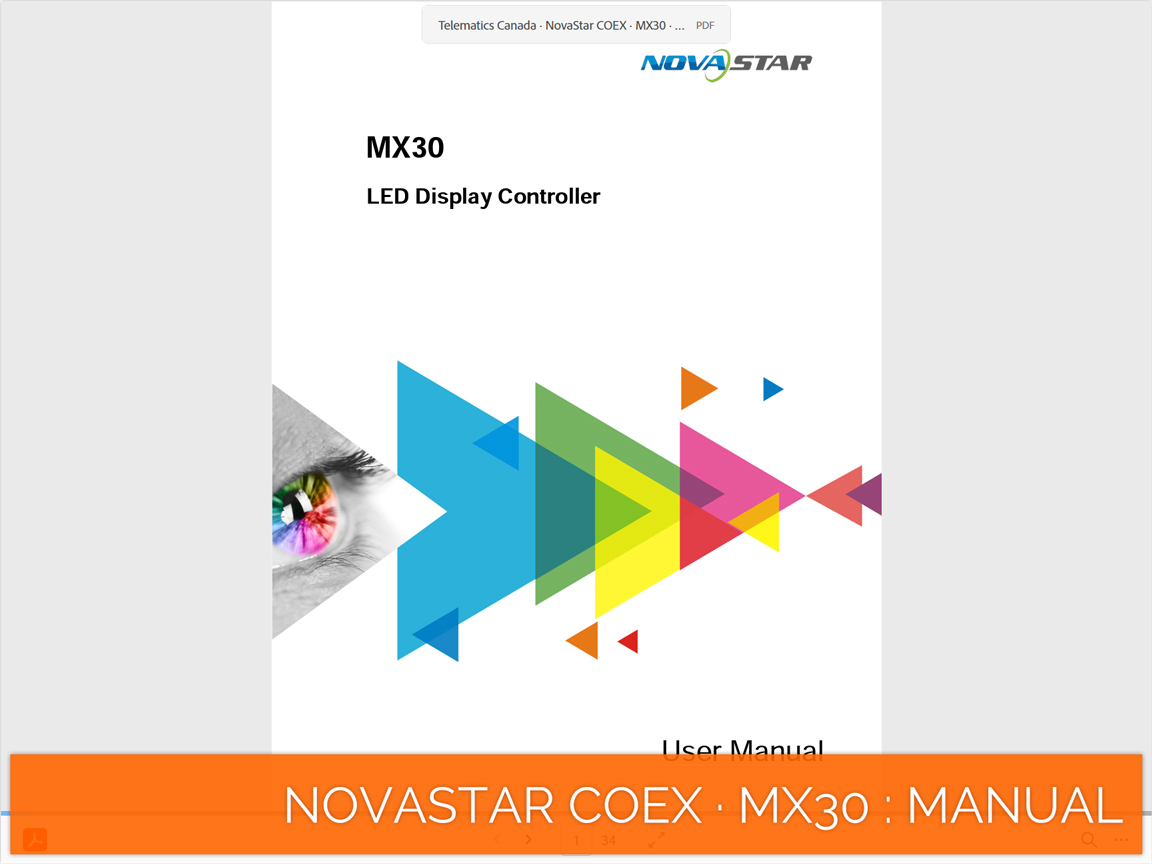 The Art Of Control · NovaStar COEX · MX30 · Telematics Canada